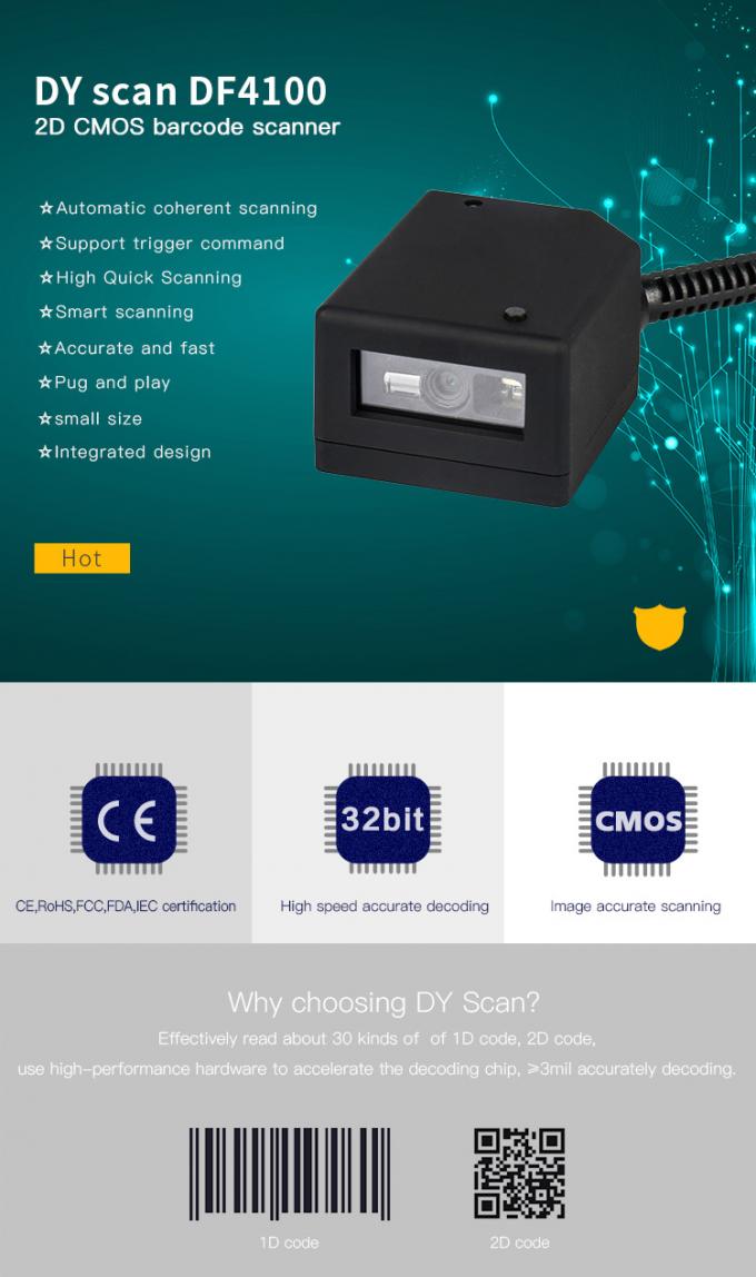 Embedded Fixed Mount Scanner Wired Kiosk Cash Register QR Code Mini ...