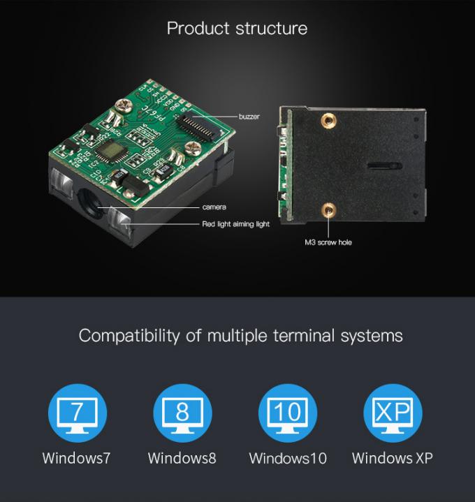 High Resolution Barcode Scan Engine USB RS232 1D CCD Embedded Auto Sense