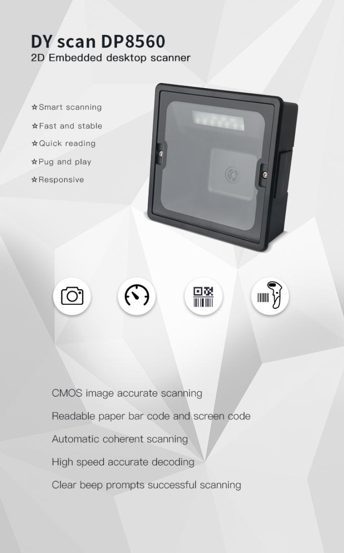 Small square black red light Fixed Embedded Desktop Barcode Scanner DP8560