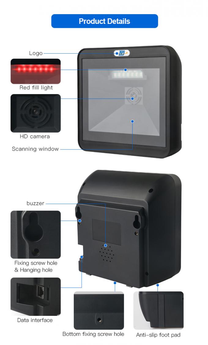 2D USB RS232 Desktop Barcode Scanner Wall Mounted DP8550