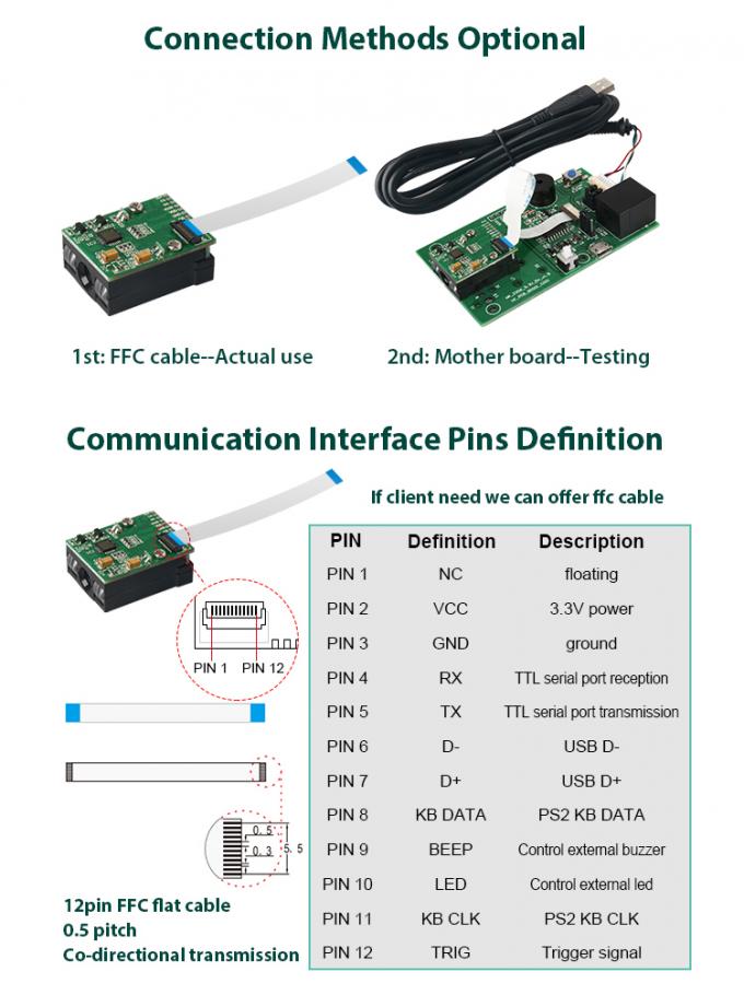 Raspberry Pi 300times/s 50mA Qr Code Scanner Module Linear TTL
