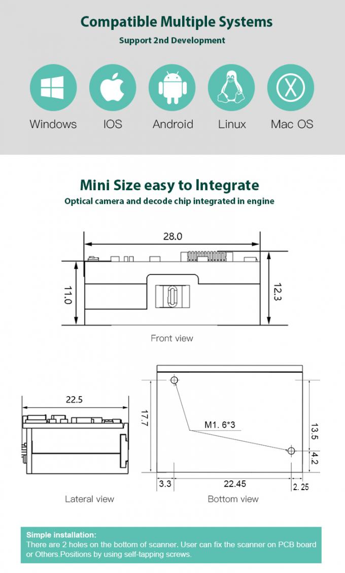 1D CCD 300times/s TTL Arduino Barcode Scanner Module