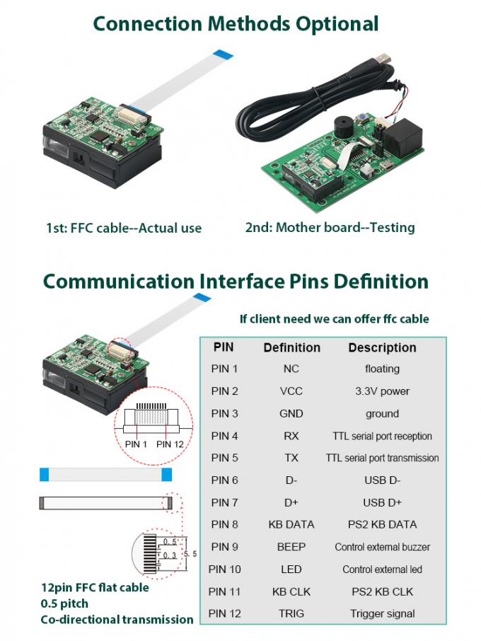 1D CCD 300times/s TTL Arduino Barcode Scanner Module