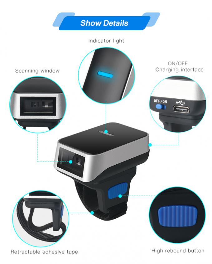 Linear CCD 2.4GHz Wireless Ring Barcode Scanner Symcode 1D
