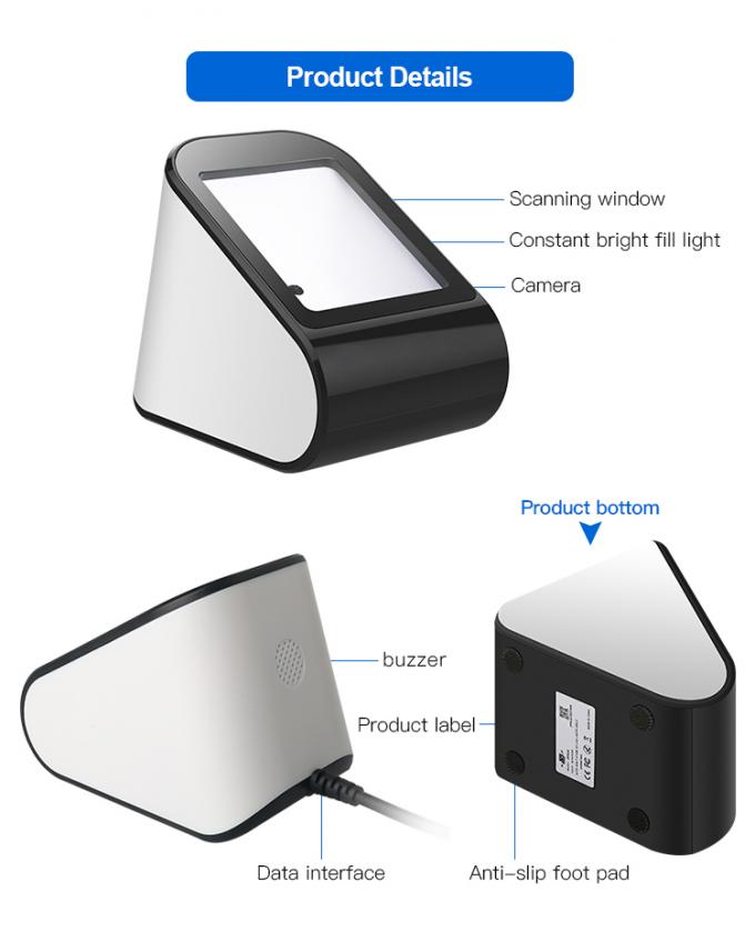 Tabletop USB RS232 Pos Barcode Scanner For NFC Mobile Payment