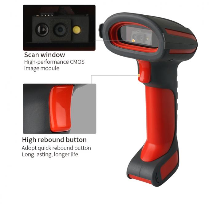 1D 2D Wireless Handheld Barcode Scanner IP65 Protection Waterproof