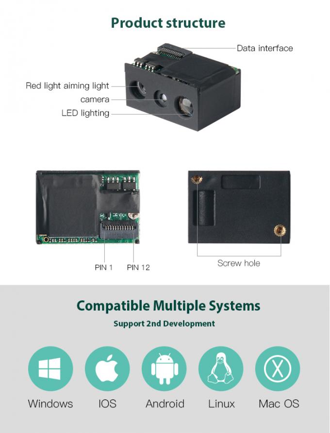 CMOS DE2290 2d Barcode Engine , 1280*800 Resolution Qr Code Scanner Module