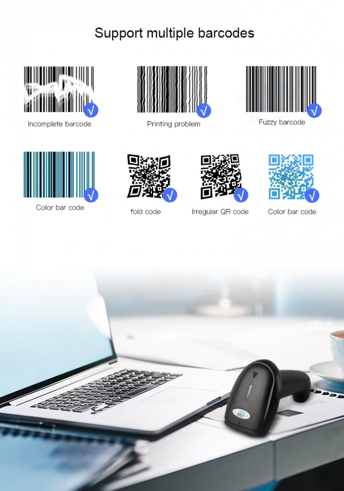 Automatic Scan Handheld 2D QR Code Reader POS Terminal CMOS Imager ...